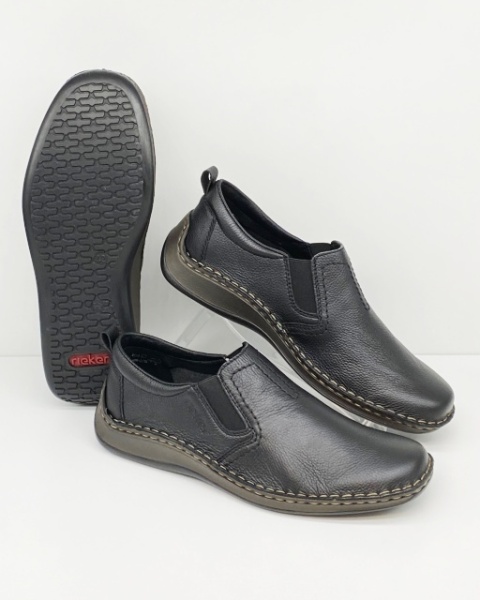 Szerokie półbuty męskie Rieker 05264-00 czarne, wsuwane, tęgość H ...